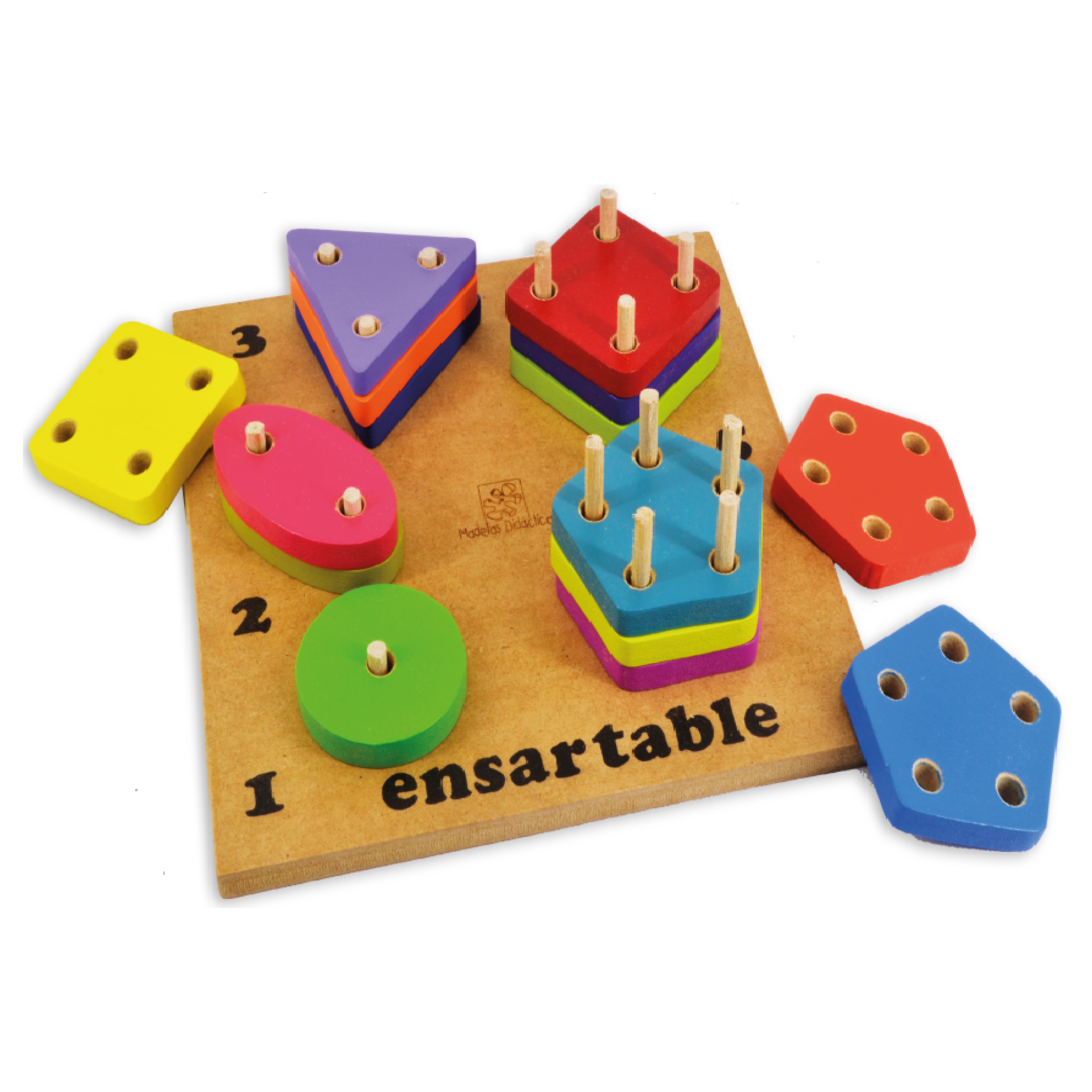 Ensartables en Madera 15 Figuras Formas y Colores Diferentes ...
